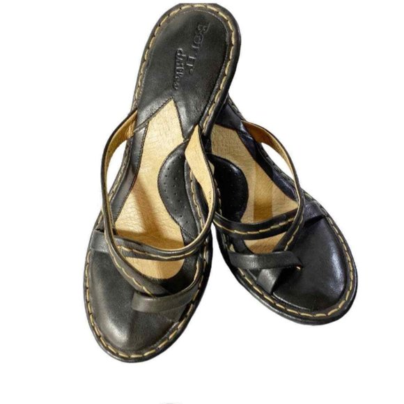 Born | Shoes | Born Black Strappy Cork Wedge Sandals Size 42 | Poshmark